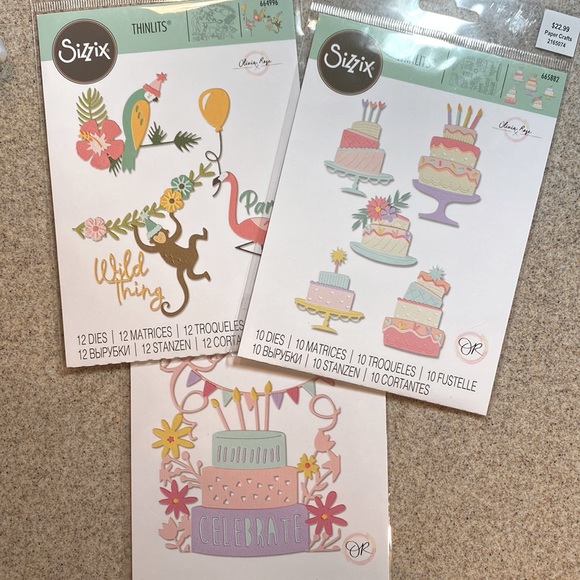 Office | 3 Pack Bundle Sizzix Thinlits Dies Build A Cake Floral Cake Wild Things | Poshmark